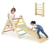 Gymax 2-in-1 Wooden Climbing Triangle Set Triangle Climber w/ Ramp ...