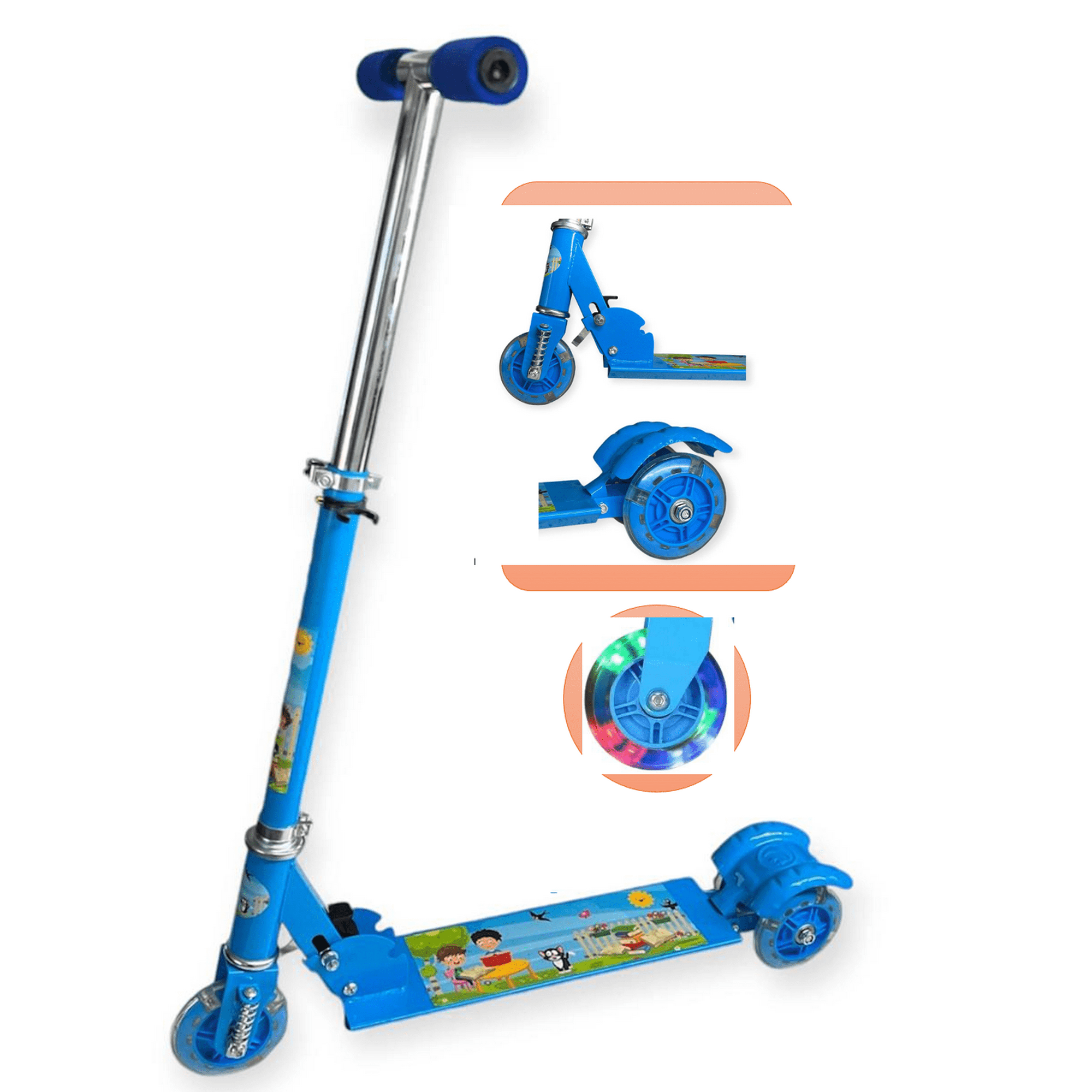 Click here for Wadan 3 Wheels Foldable Steel Iron Kick Scooter Eq... prices