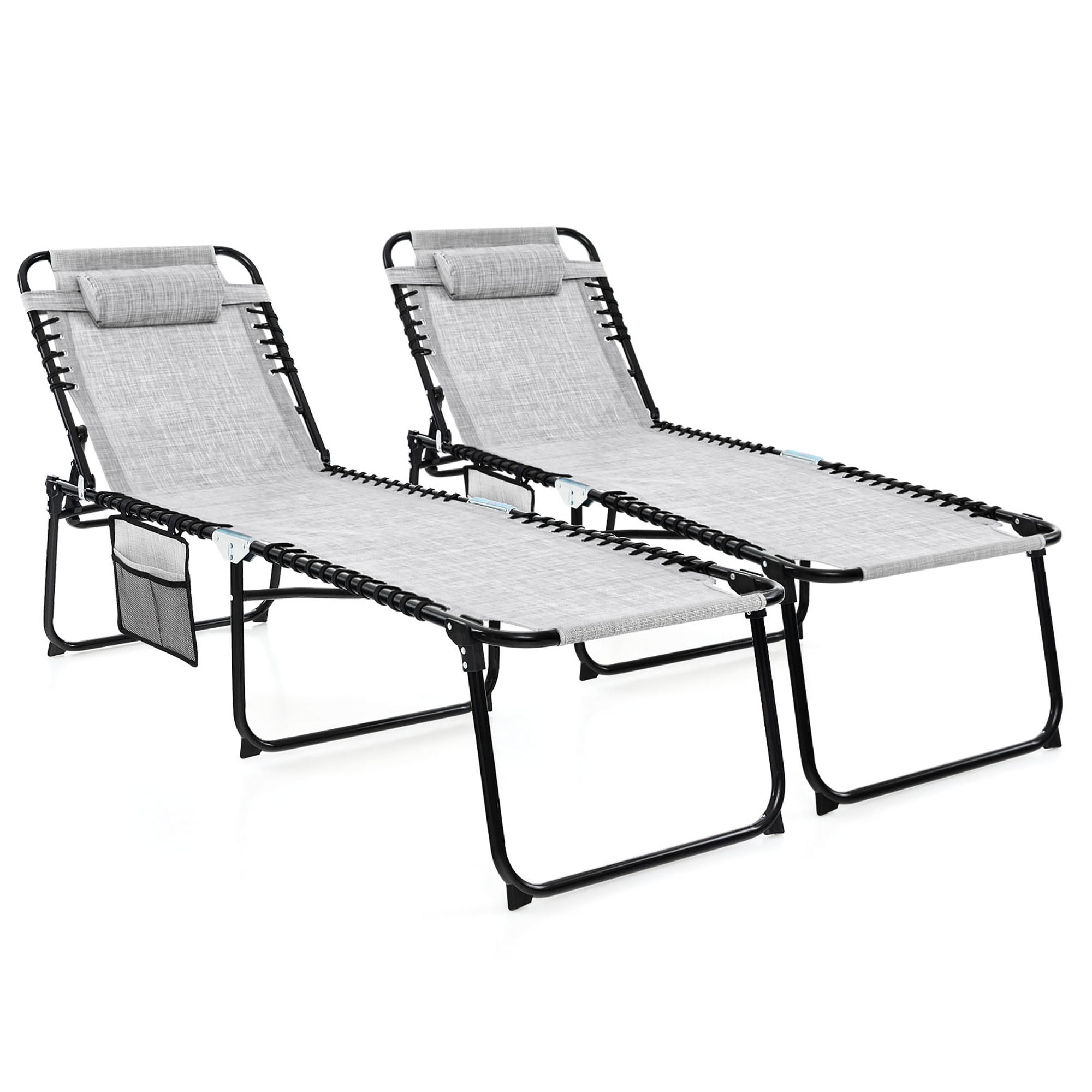 Click here for Gymax 2 Pcs Folding Chaise Lounge Portable Lay Fla... prices
