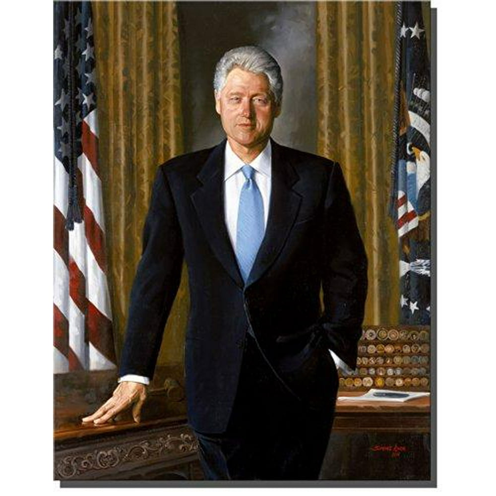 Bill Clinton Portrait, Wall Picture Art on Stretched Canvas, Ready to ...