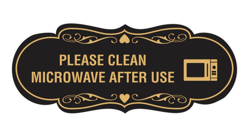 Signs ByLITA Designer Please Clean Microwave After Use Sign (Black Gold ...