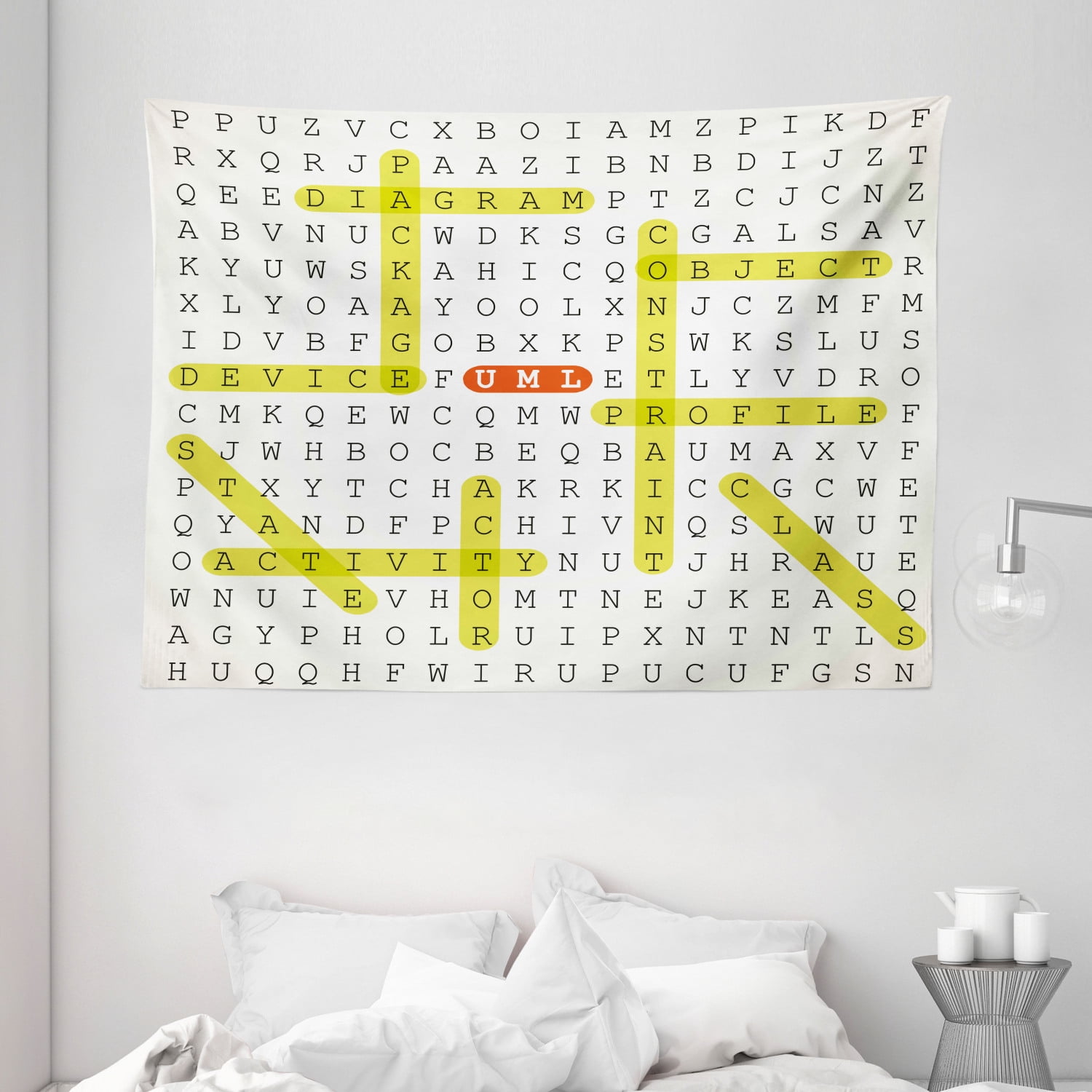 Word Search Puzzle Tapestry, Unified Modeling Language Word Puzzle with ...