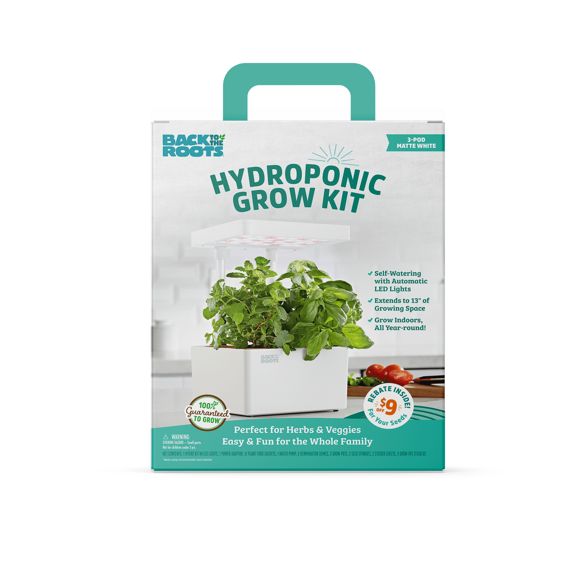 Back to the Roots Hydroponic Grow Kit, 3-Pod Matte White - Walmart.com