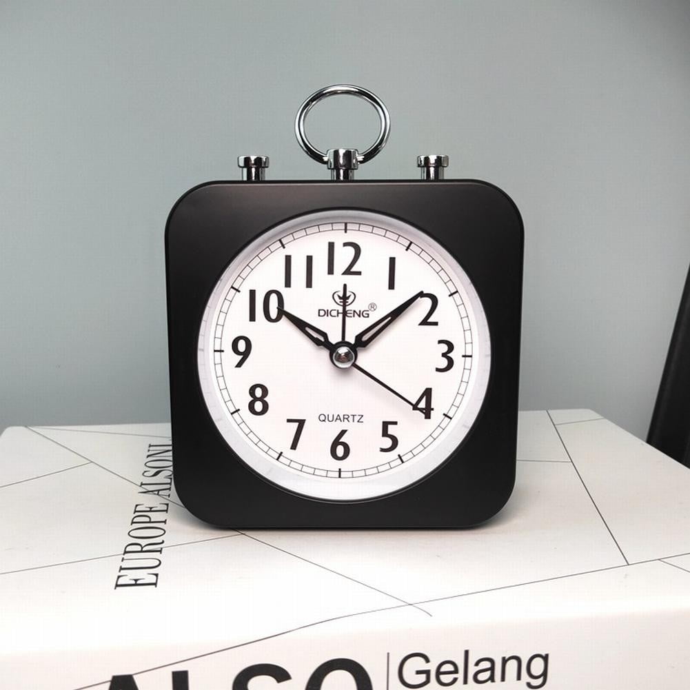 Yannee Modern Silent Sweep Alarm Clocks Bedside Square Quartz Movement ...