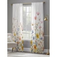 Sheer Curtains 96 Inches Long 2 Panels, Farmhouse Colorful Flower Wood ...