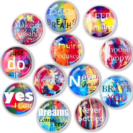 Inspirational Glass Refrigerator Magnets 12 Packs Round Motivational ...