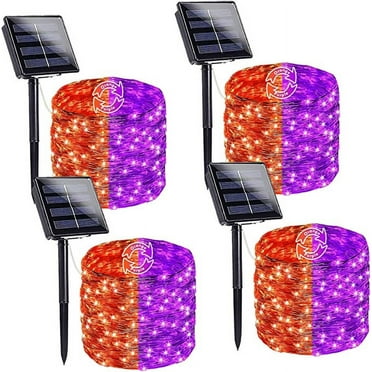 125 Solar Powered LED Halloween String Lights, 68 Feet - Purple ...