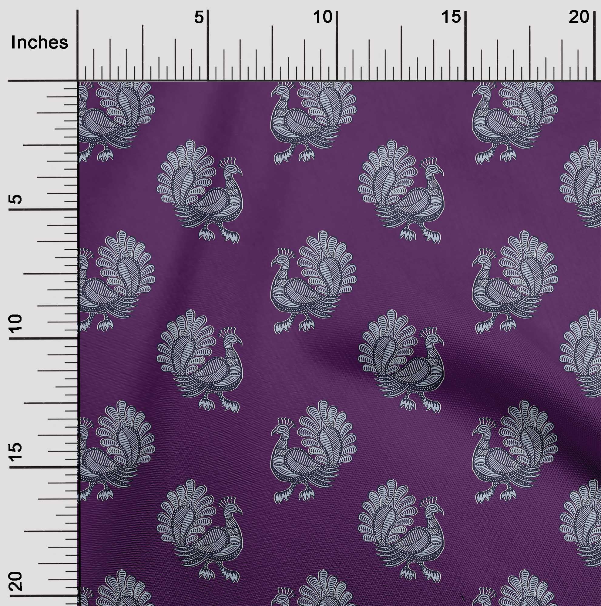oneOone Viscose Chiffon Fabric Peacock Block Print Fabric By Yard 42 ...