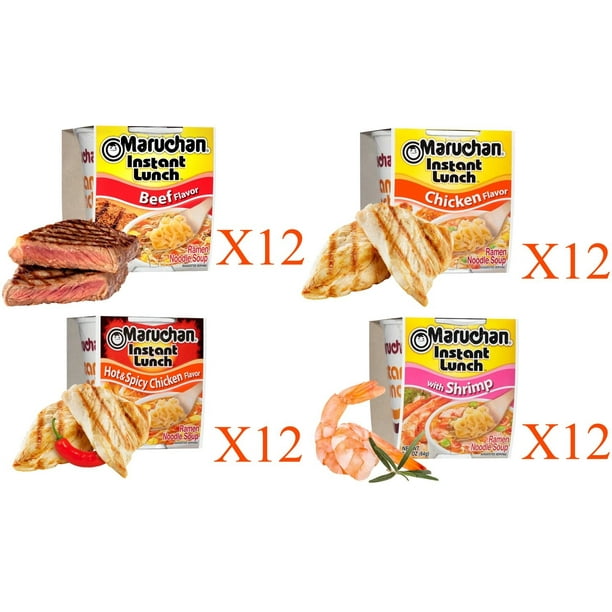 Maruchan Instant Lunch Ramen Noodle Soup Cup, 48 Count 4 Flavor Variety ...