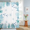 Bathroom Shower Curtain Teal Marine Coral Starfish Clownfish Waterproof ...