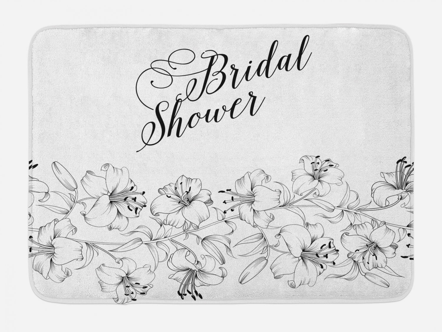 Bridal Shower Bath Mat, Romantic Bride Party with Flowers Buds and ...