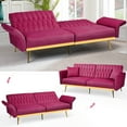 ACMEASE 70” Velvet Futon Sofa Bed with Adjustable Armrests and 2 ...