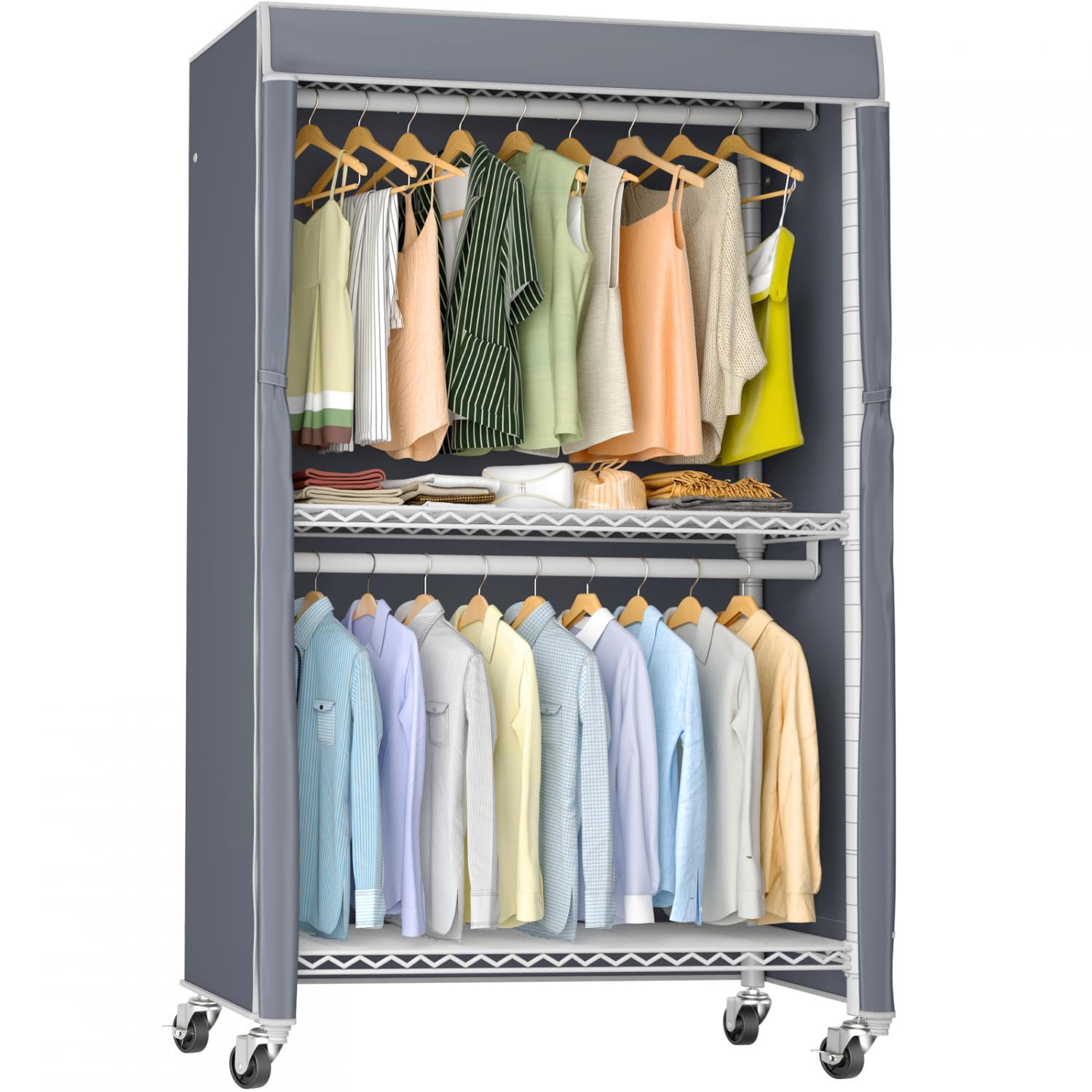 VIPEK V12C Heavy Duty Rolling Garment Rack with Cover Clothing Rack ...