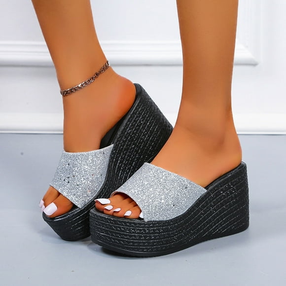 Silver Wedge Sandals