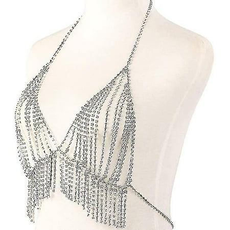 Rhinestone Bra Chest Chain Crystal Body Harness Diamond Bikini Jewelry ...