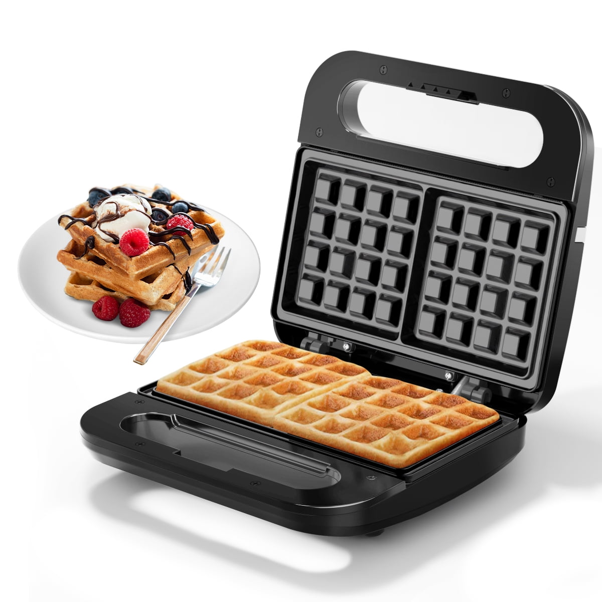Waffle Maker with Non-Stick Plates, 760W Waffle Maker with Indicator ...