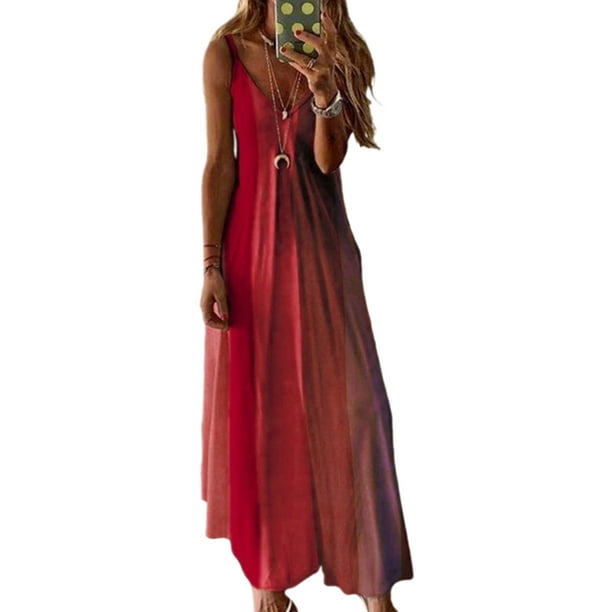 Frontwalk Summer Tank Dresses For Womens Sexy V Neck Sleeveless Maxi