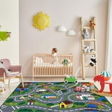 Ottomanson Children Car Road Map 3x5 Non-Slip Area Rug for Kids ...