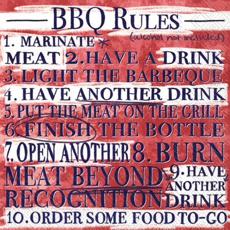 Grill Master Napkins 40 Count - Fun BBQ Rules Design for Your Barbecue ...