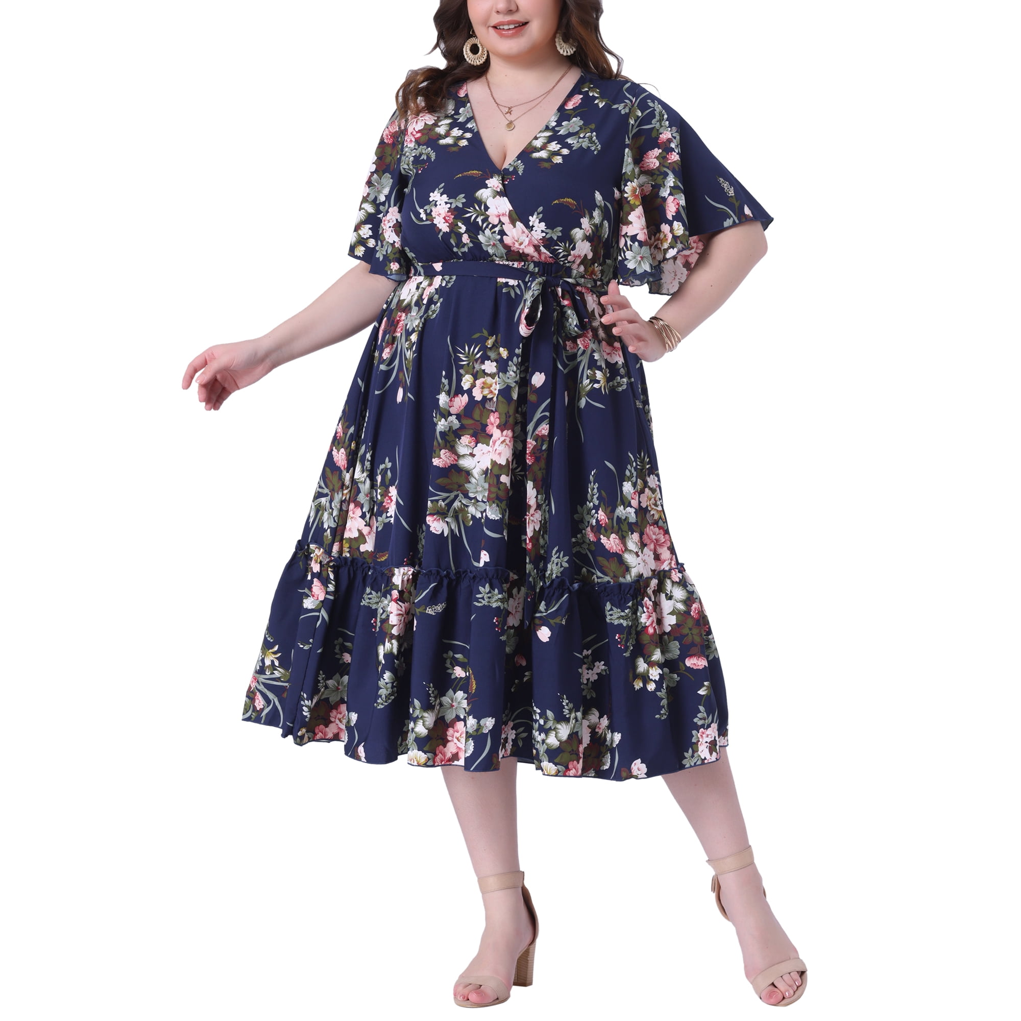 Click here for Grace & Grandeur Womens Plus Size Summer Dress Flo... prices
