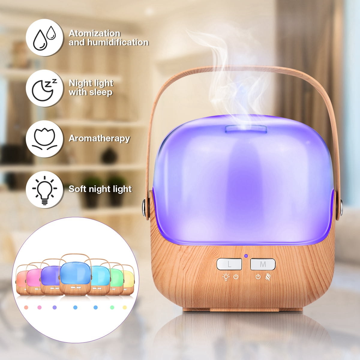 Wood Grain Humidifier, Aroma Diffuser, Ultrasonic Mist Humidifier ...