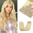 #613 Blonde Color Clip in Hair Extensions 8Pcs 16-26Inch Long Straight ...