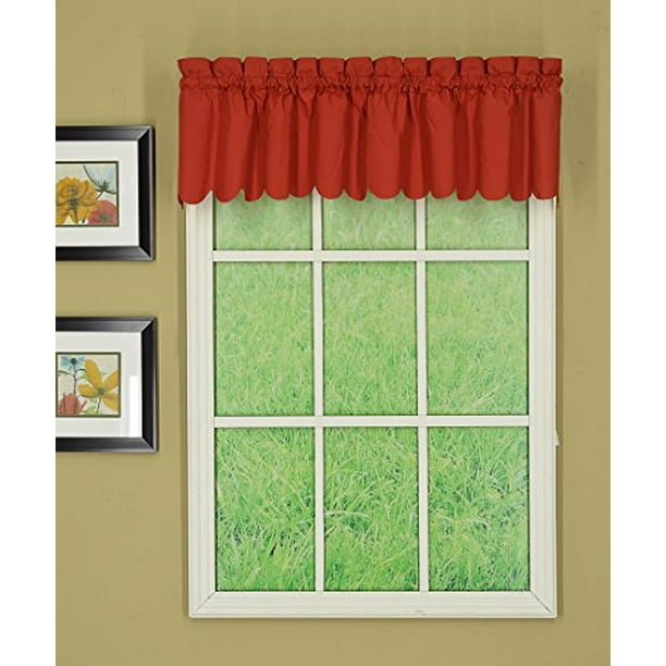 Today's Curtain Orleans 12" Valance Tambour Scallop Edge Curtain, Brick ...