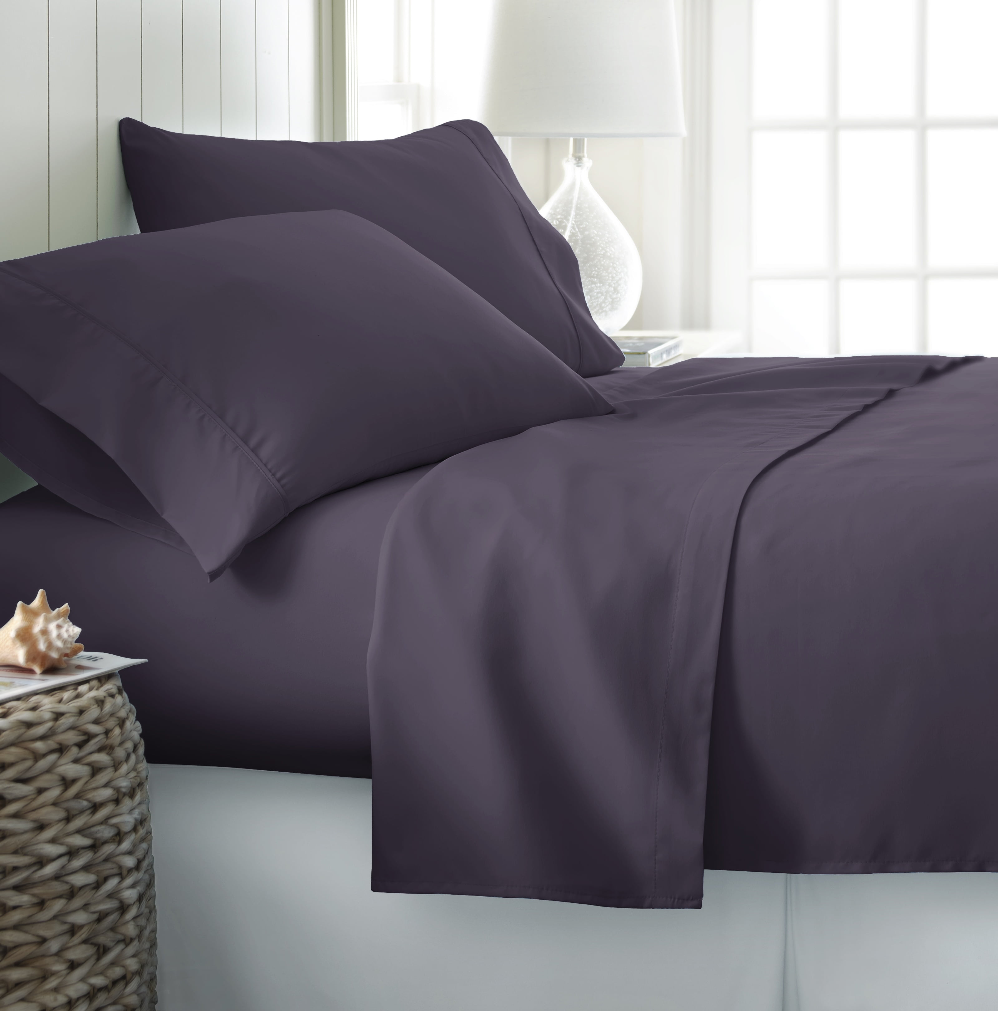 Becky Cameron 4 Piece Solid Bed Sheet Set - Walmart.com