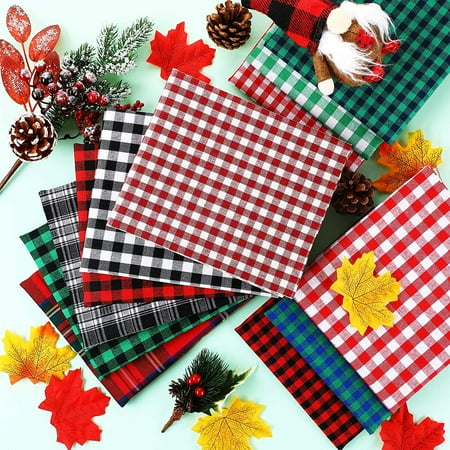 12 Pieces Buffalo Plaid Fat Quarters, Fabric Fat Quarters Bundles 19.5 ...