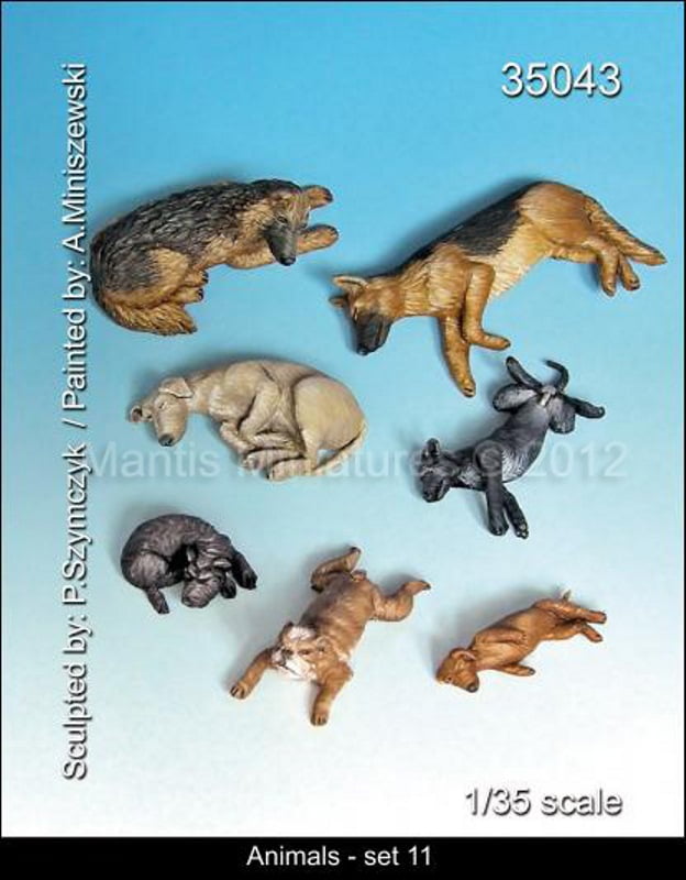 Mantis Miniatures 1:35 Animal Set #11 Dogs Puppies Resin Figure Kit ...