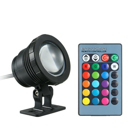 AC/DC 10W RGB LED Underwater Light Submersible Lamp with Remote Control ...