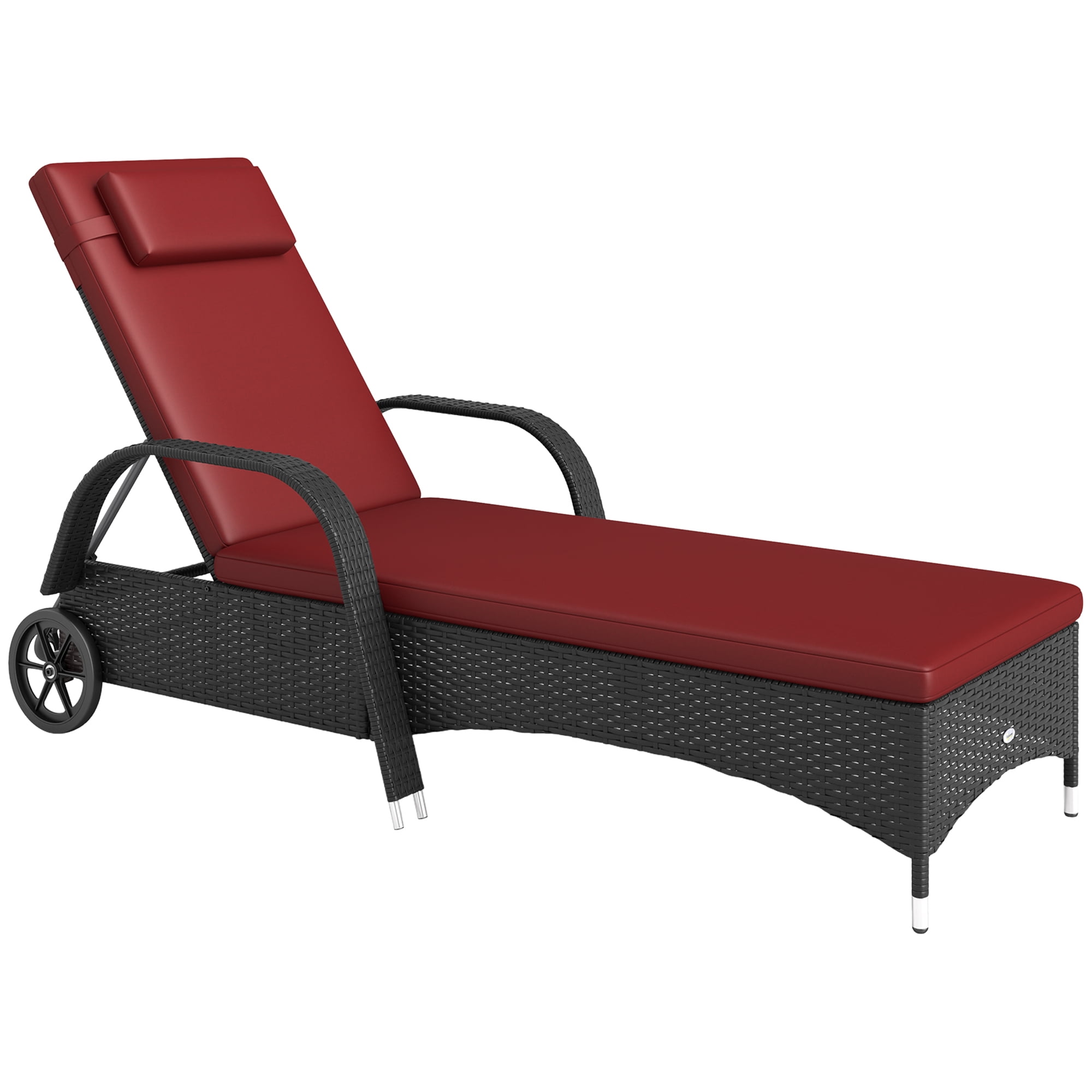 Click here for Outsunny Rattan Chaise Lounge Chair With Headrest... prices