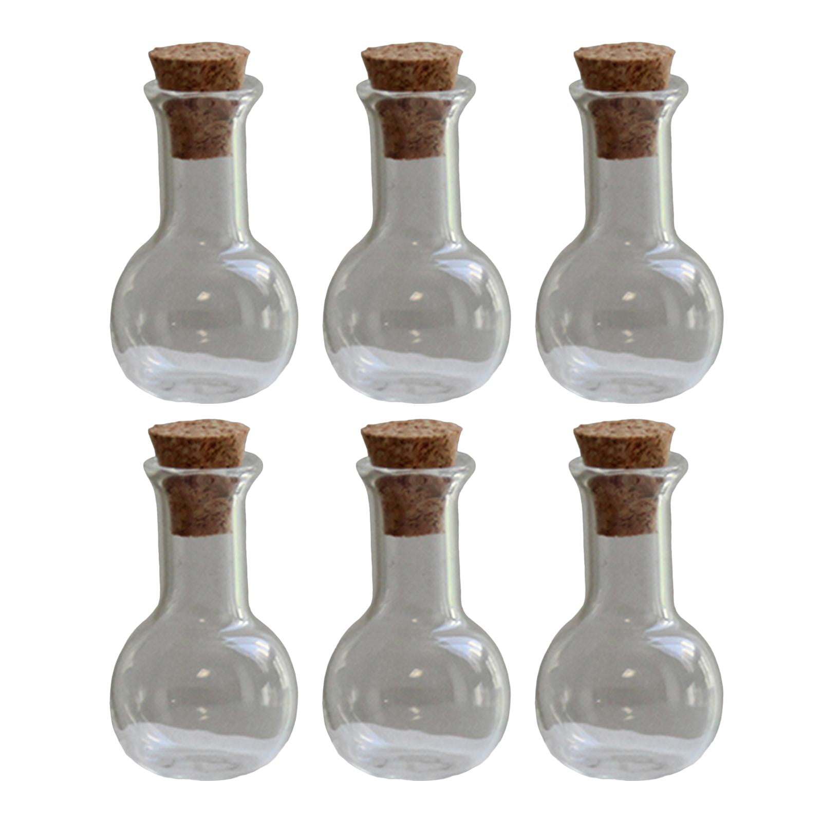 6 Pcs Mini Cork Stopper Bottles Jars Cute Light Bulb Shape Empty Vials ...
