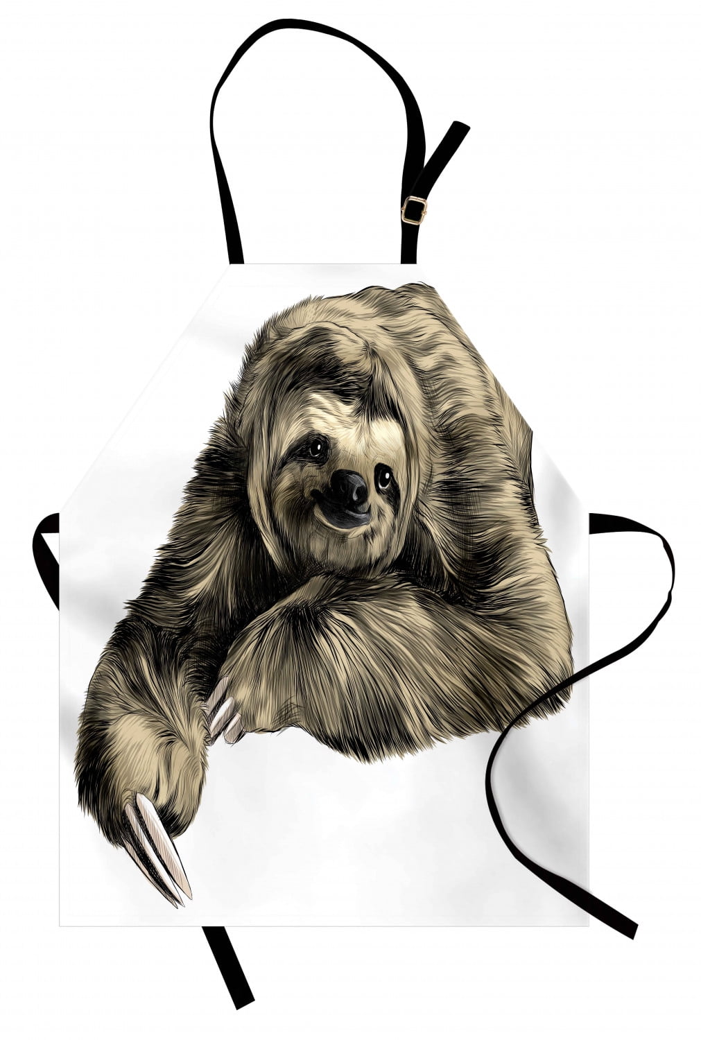 Sloth Apron Sweetly Smiling Jungle Animals Lying Down with Crossed Legs ...