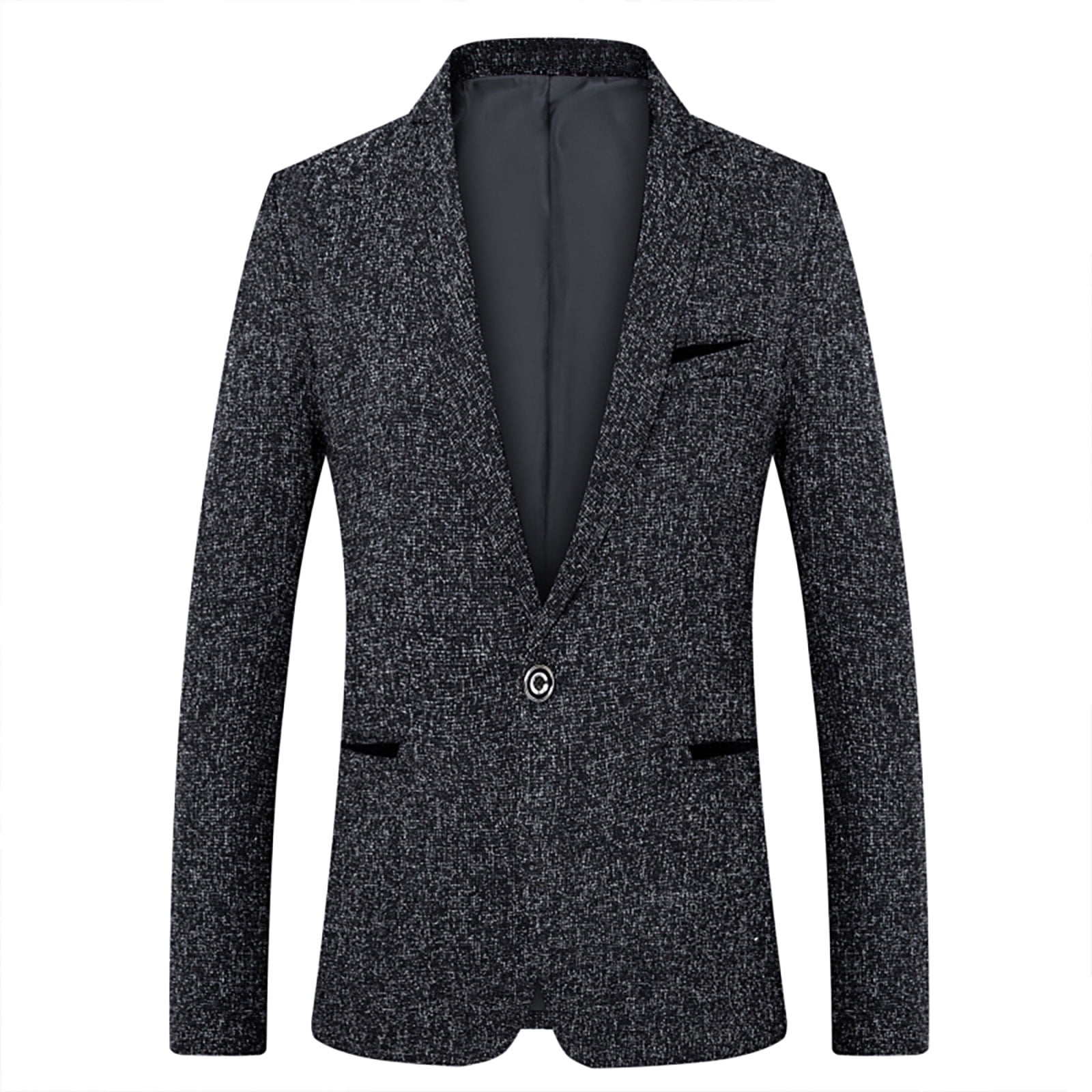 Mens Formal Suit Jacket Lapel Collar One Button Slim Fit Party Office ...