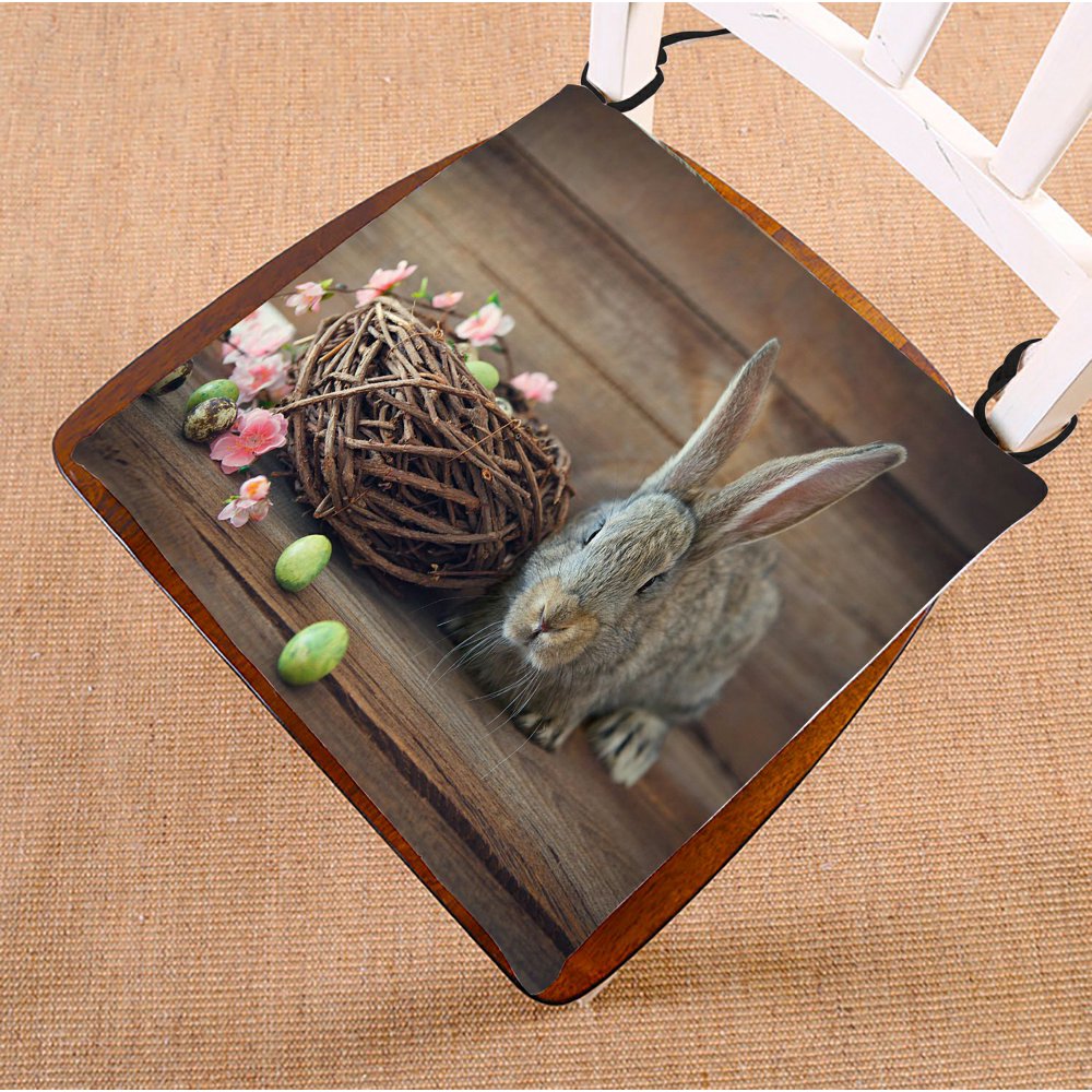 ABPHQTO Happy Easter Bunny Eggs Nest Chair Pad Seat Cushion Chair ...
