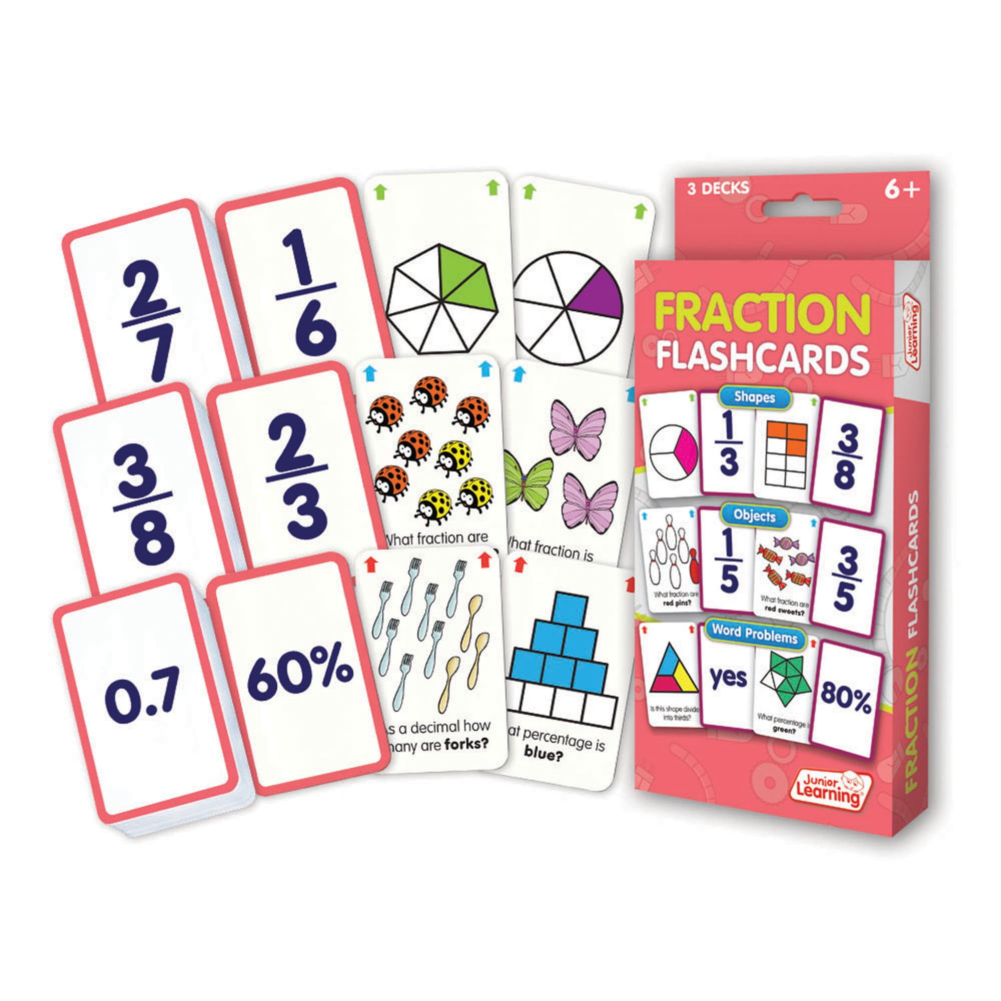 Fraction Flashcards Junior Learning for Ages 6-9+, Grade 3 Learning ...