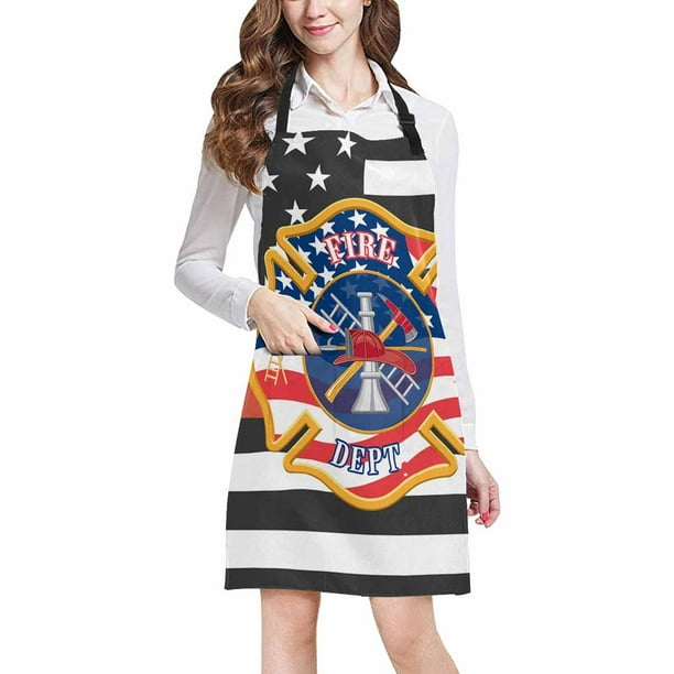 ASHLEIGH Thin Red Line Firefighter Flag Chef Aprons Professional ...