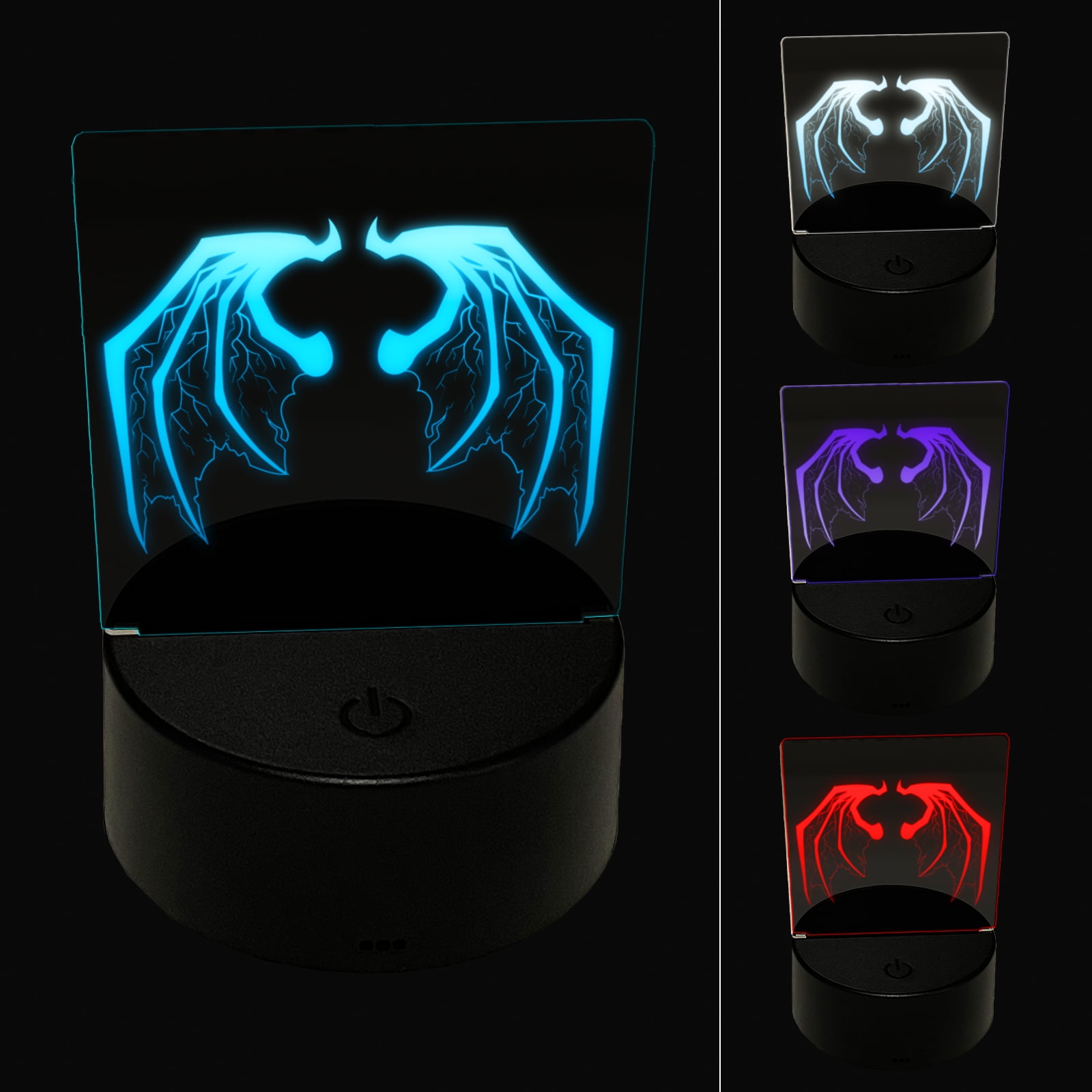 Demon Wings LED Night Light Sign 3D Illusion Desk Nightstand Lamp ...