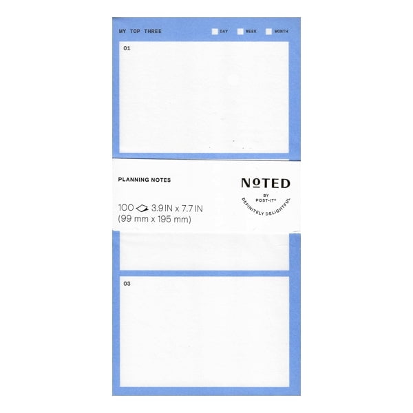 Noted by Post-it My Top Three Planning Notes Note Pad - Blue (100 ...
