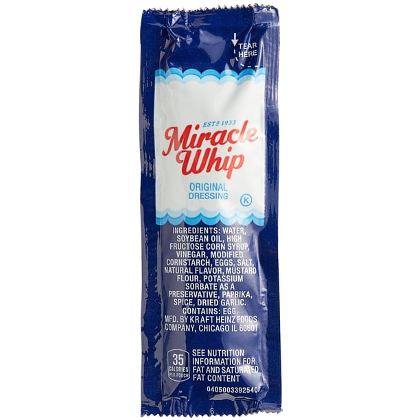 Kraft 12.4 Gram Miracle Whip Dressing Portion Packets - 200/Case ...