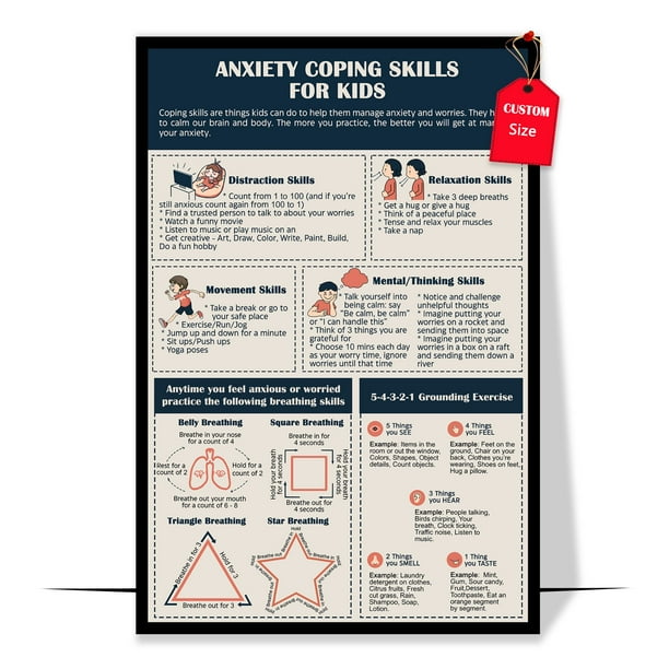 LOLUIS Anxiety Coping Skills Poster, Mental Health Posters, Anxiety ...