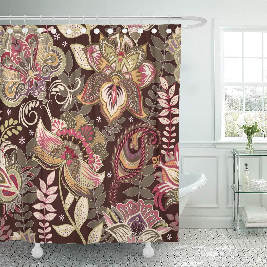 KSADK Brown Patchwork Colorful in Paisley Style Floral Decoupage Able ...