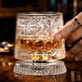 9 Oz Rotatable Whiskey Glass with 360° Swivel Base, Clear Candle Holder ...