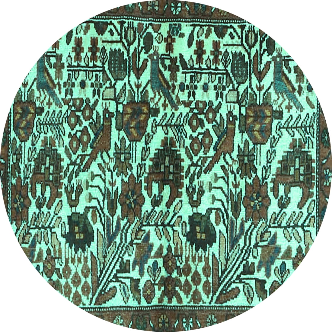 Ahgly Company Indoor Round Persian Turquoise Blue Traditional Area Rugs ...