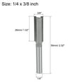 Router Bit 1/4 Shank 3/8" Cutting Diameter 2 Straight Flutes Carbide ...