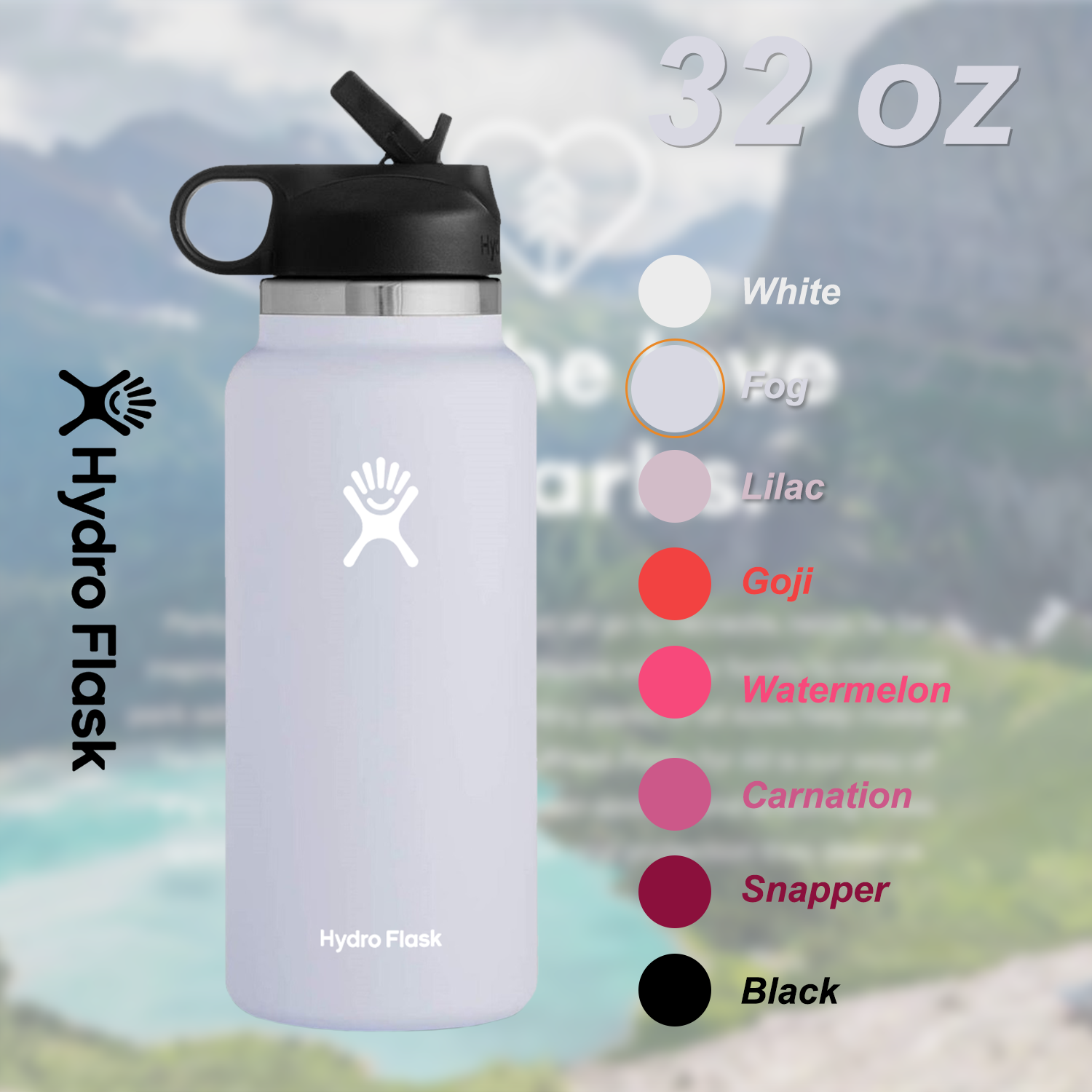 Hydro Flask 32OZ Wide Mouth 2.0 Water Bottle, Straw Lid, Multiple ...
