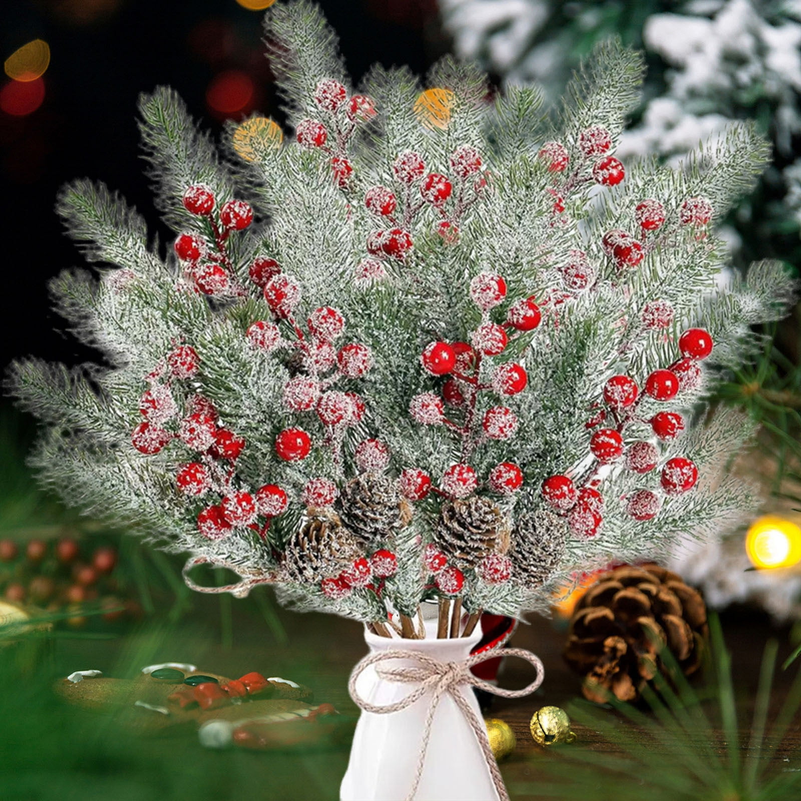 Fiudx Ramas de Cedro Nevadas, Ramitas Artificiales Escarchadas ...