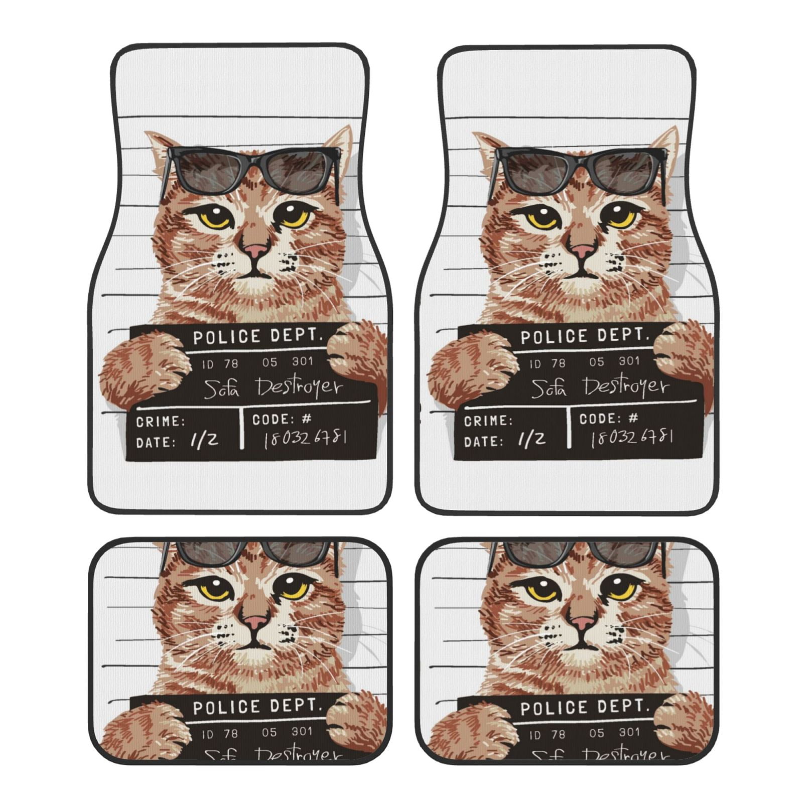 Fotbe Cat Holding Mugshot Sign Juego de 4 Tapetes para Auto con ...