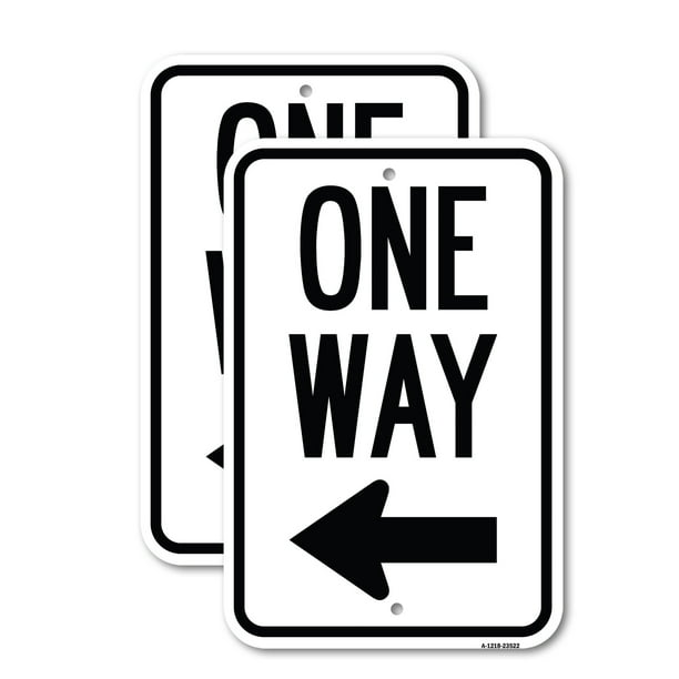 (2 Pack) One Way Sign (Left Arrow) | 12" X 18" Heavy-Gauge Aluminum ...
